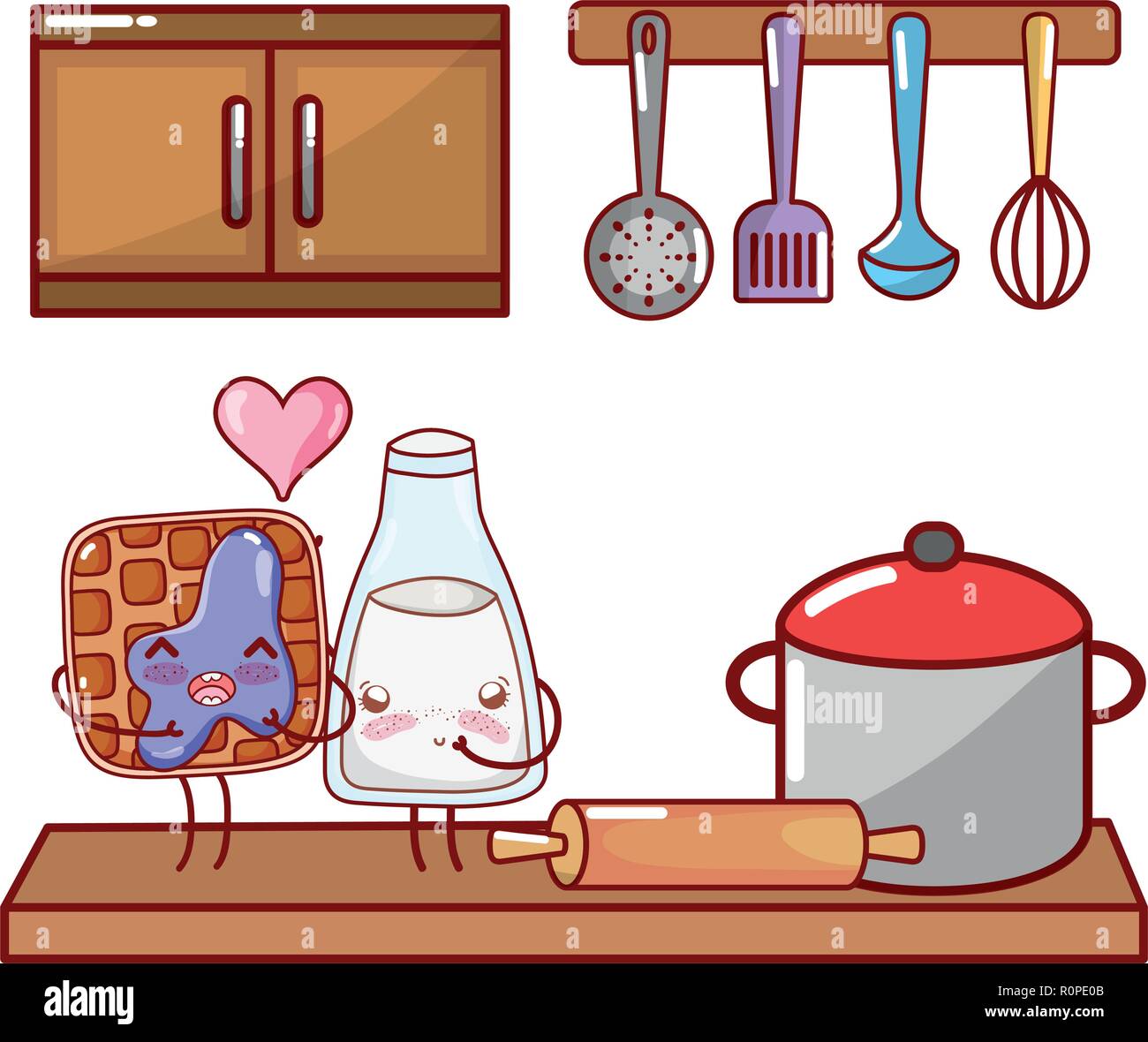 Kitchen and food kawaii cartoons Stock Vector Image & Art - Alamy
