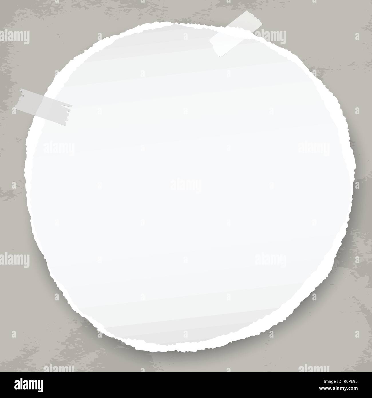 White round ripped paper with shadow for text or message on grunge ...