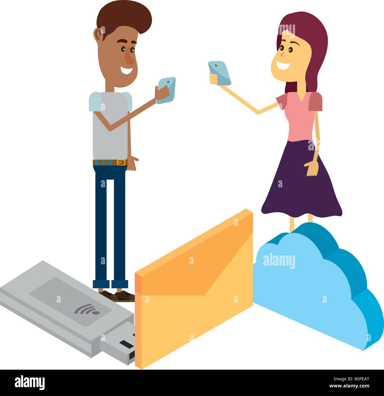 couple and email technology isometric Stock Vector Image & Art - Alamy