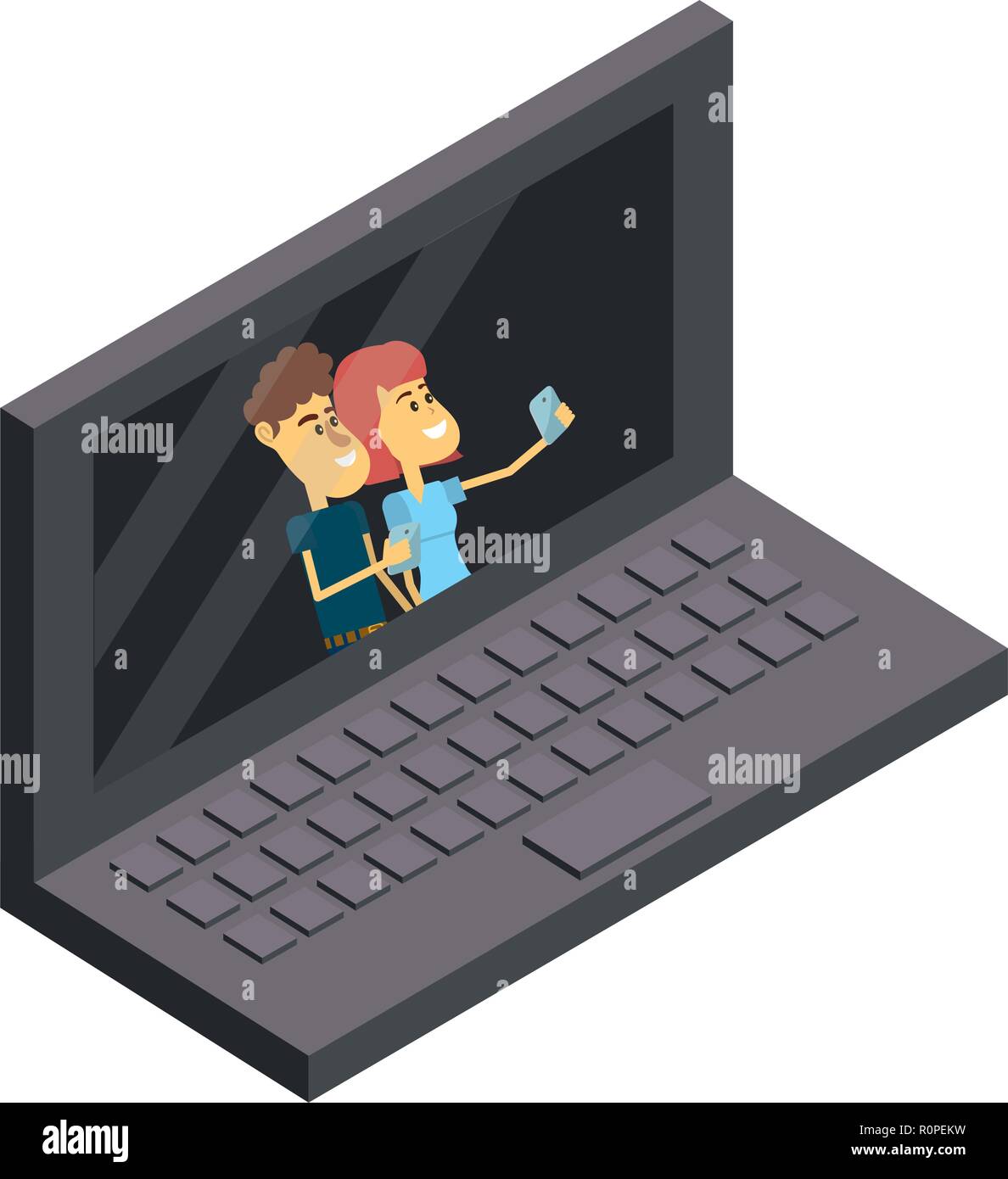 Couple computer screen Stock Vector Images - Alamy