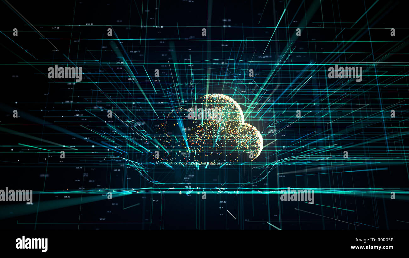 Cloud technology, cloud computing symbol, random numbers and others ...