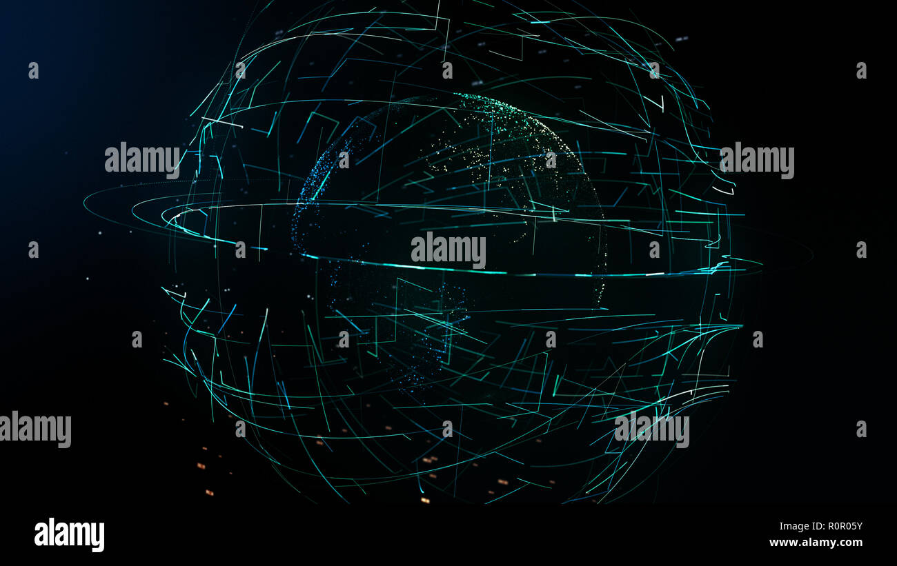 global network illustration, 3D illustration symbolizing global ...