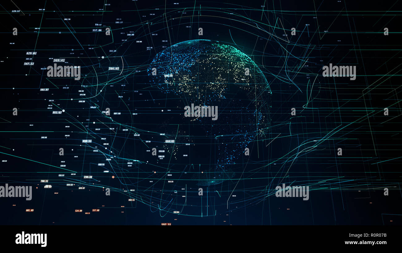 global network illustration, 3D illustration symbolizing global ...