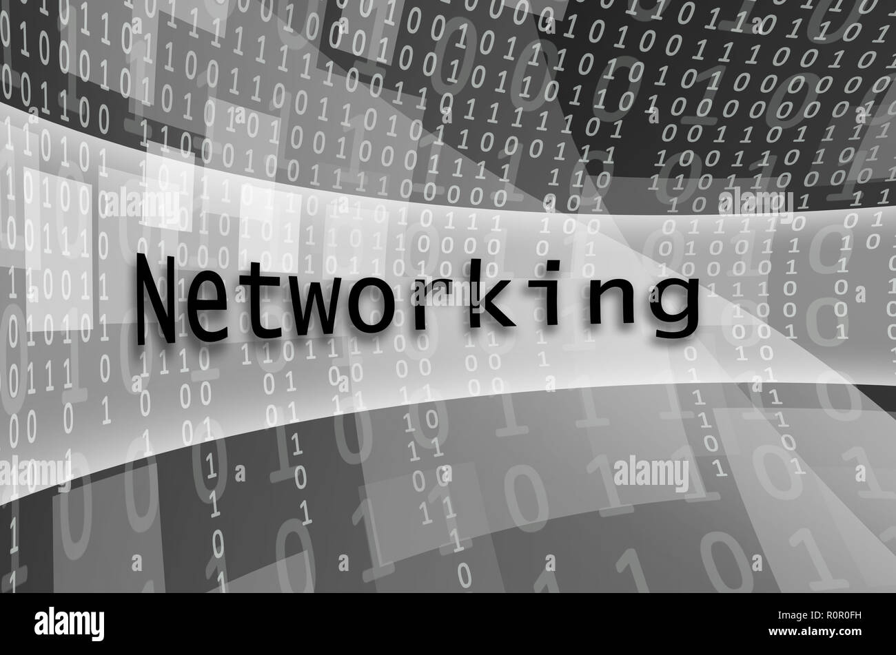 The text inscription Networking is written on a semitransparent field ...
