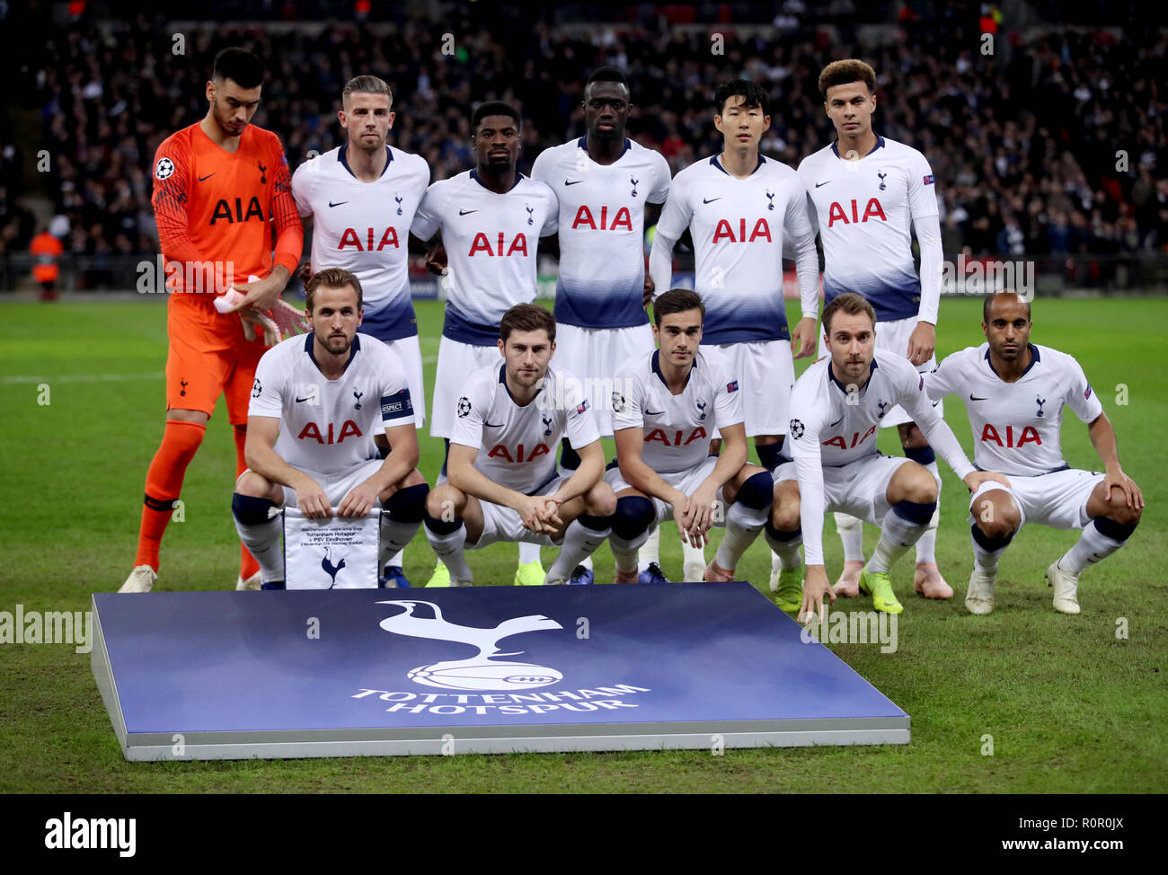Tottenham Hotspur line up during the UEFA Champions League match at ...