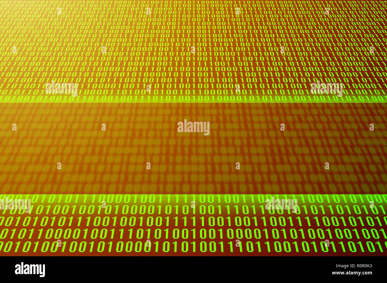 An image of a binary code made up of a set of green digits on a black background. Copy space ...