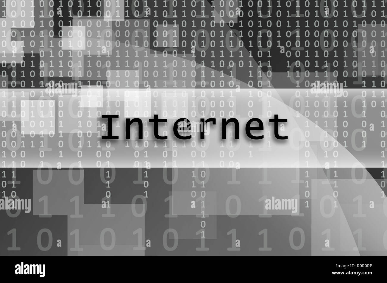 The text inscription Internet is written on a semitransparent field ...
