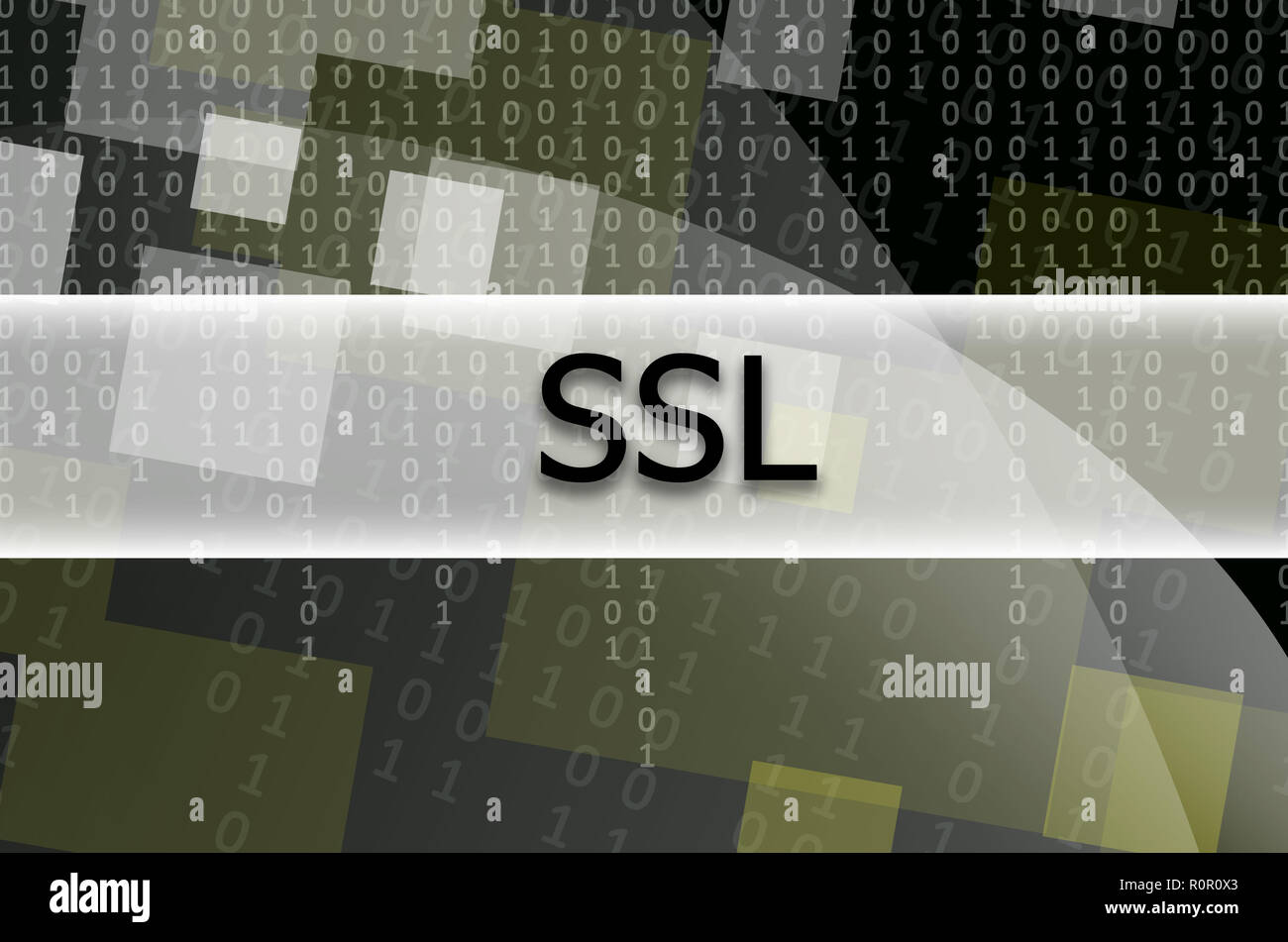 The text inscription SSL is written on a semitransparent field ...