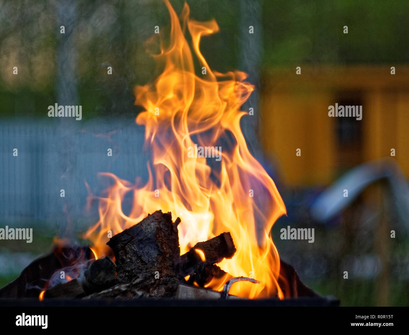 Fire burns night in barbecue hi-res stock photography and images - Alamy