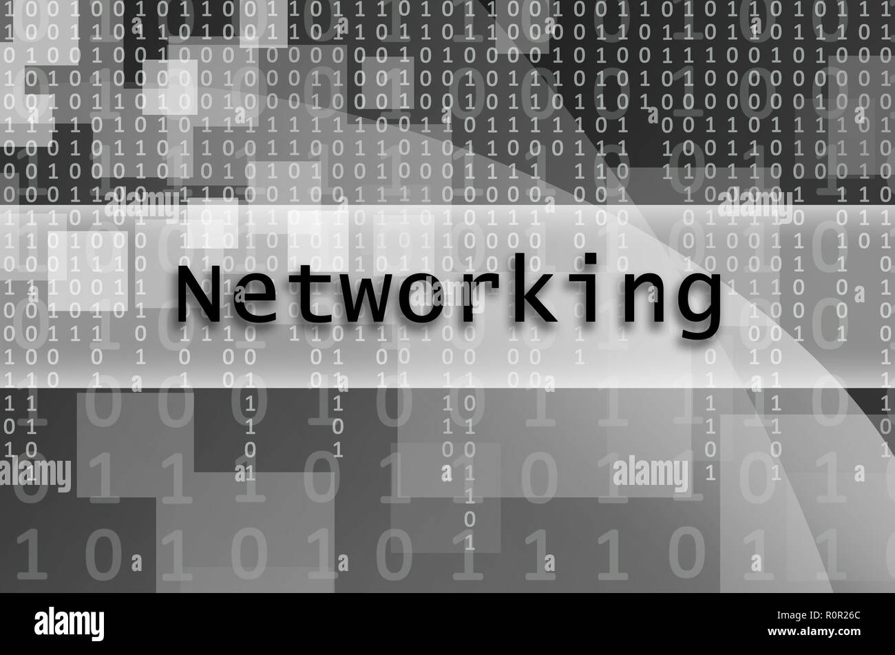 The text inscription Networking is written on a semitransparent field ...