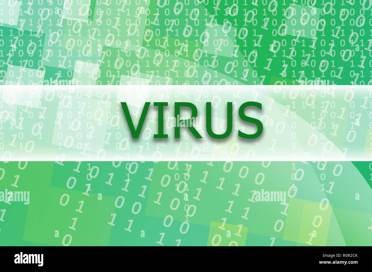 The text inscription Virus is written on a semitransparent field ...