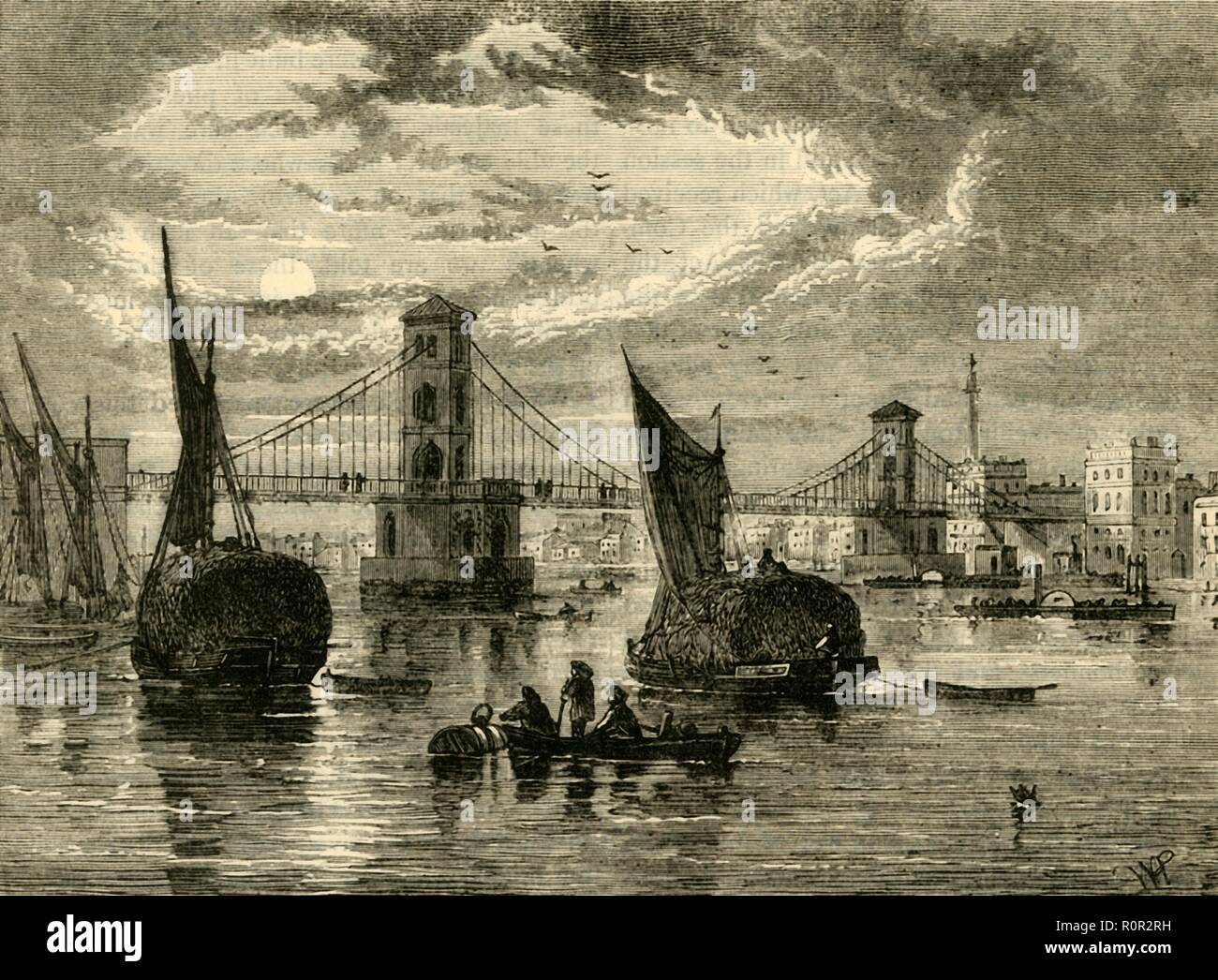 'Hungerford Suspension Bridge, 1850', (1881). Creator: Unknown Stock ...