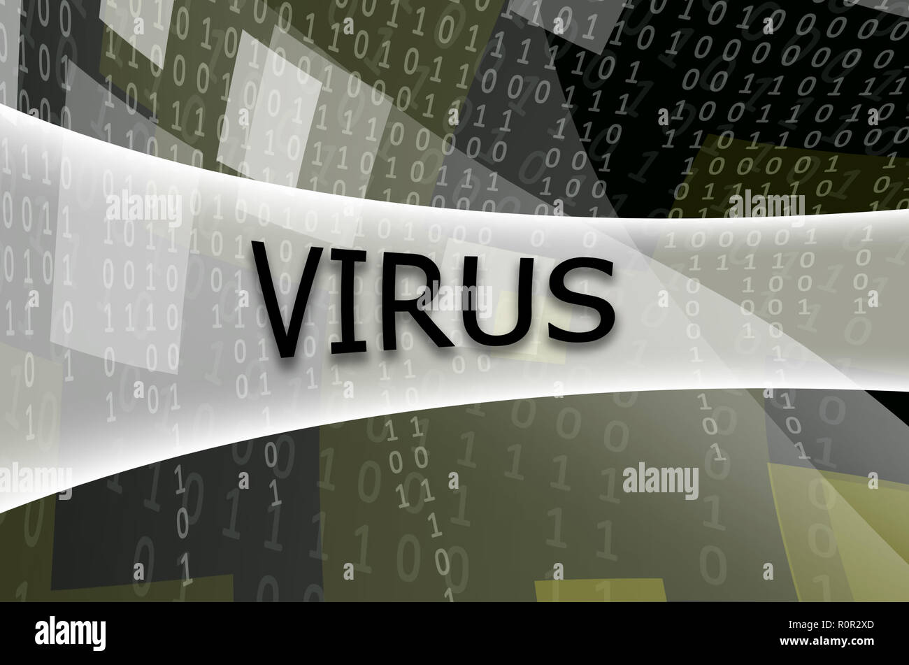 The text inscription Virus is written on a semitransparent field ...