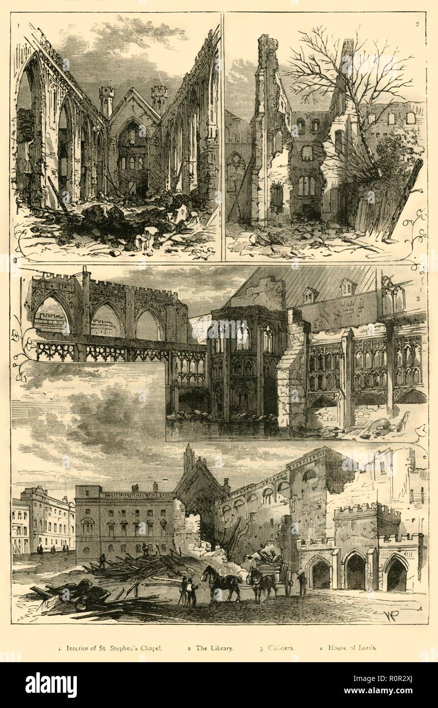 'Ruins of the Houses of Parliament', (1881). Creator: Unknown Stock ...