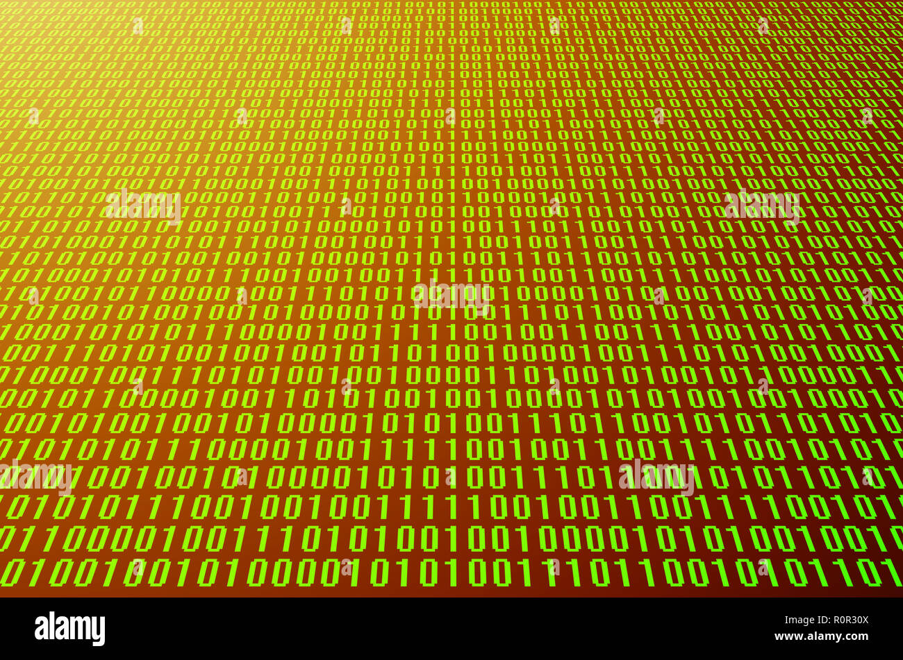 An image of a binary code made up of a set of green digits on a black ...