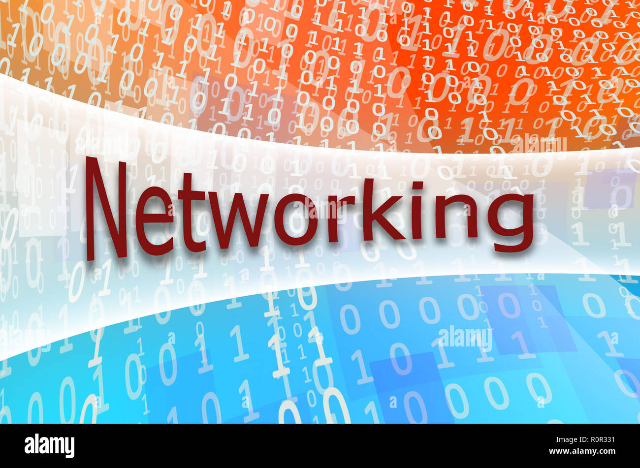 The text inscription Networking is written on a semitransparent field ...