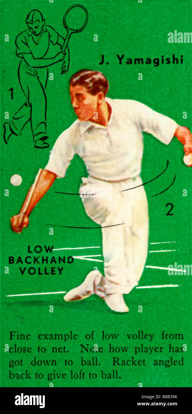 'J. Yamagishi - Low Backhand Volley', c1935. Creator: Unknown Stock ...