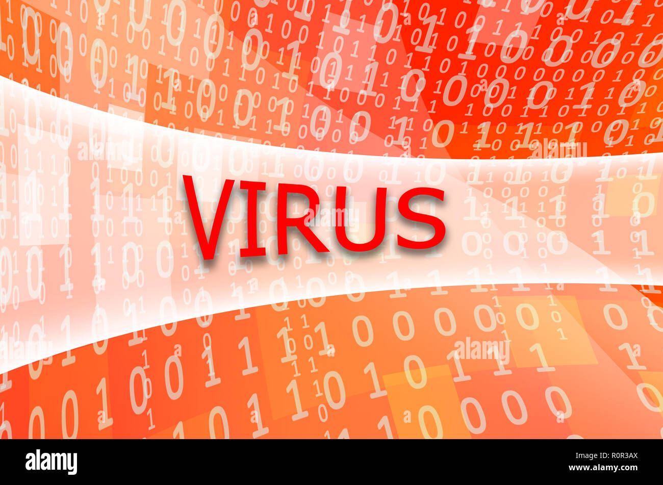 The text inscription Virus is written on a semitransparent field ...