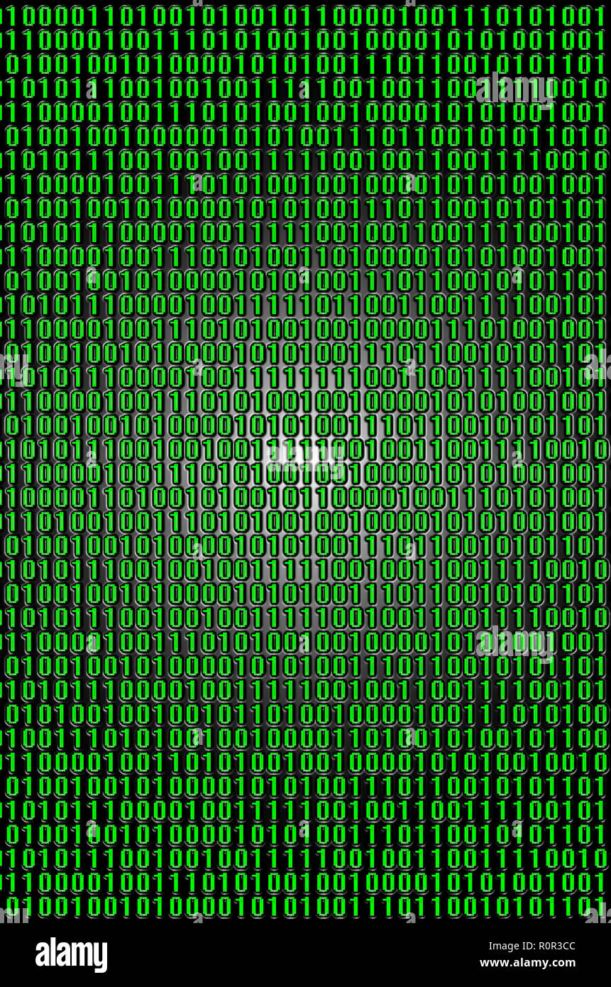 An image of a binary code made up of a set of green digits on a black background Stock Photo - Alamy