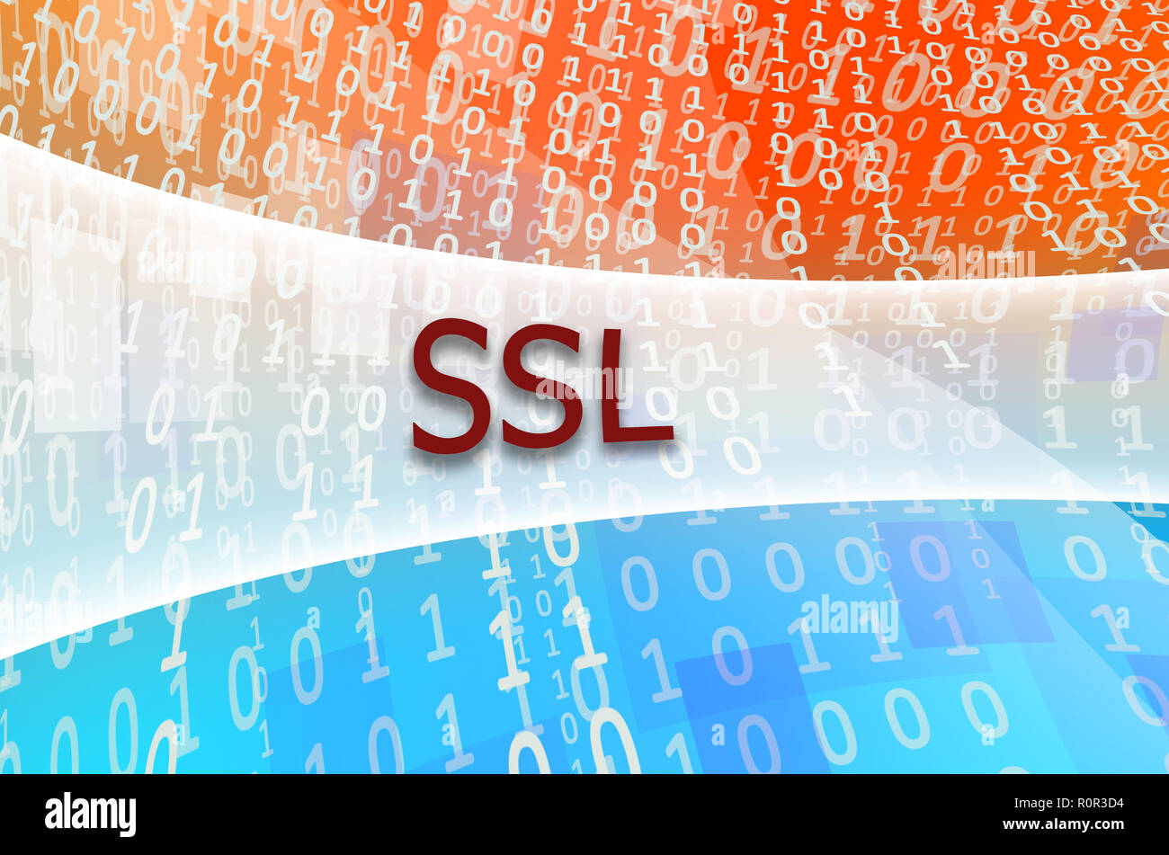 The text inscription SSL is written on a semitransparent field ...