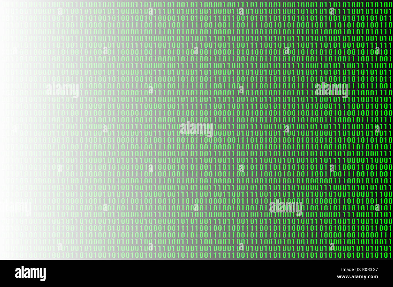 An image of a binary code made up of a set of green digits on a black background Stock Photo - Alamy