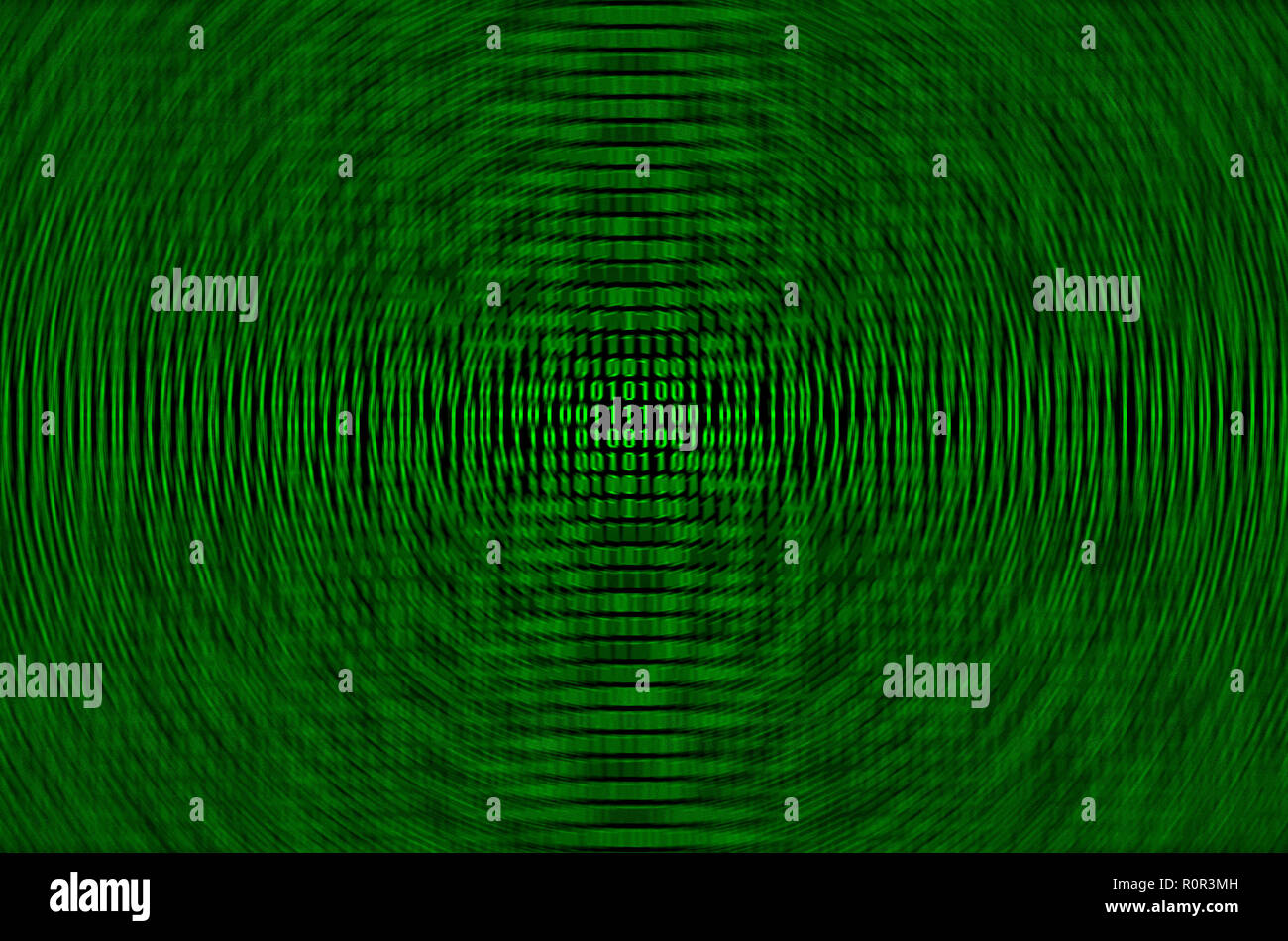 An image of a blurry binary code made up of a set of green numbers on a ...
