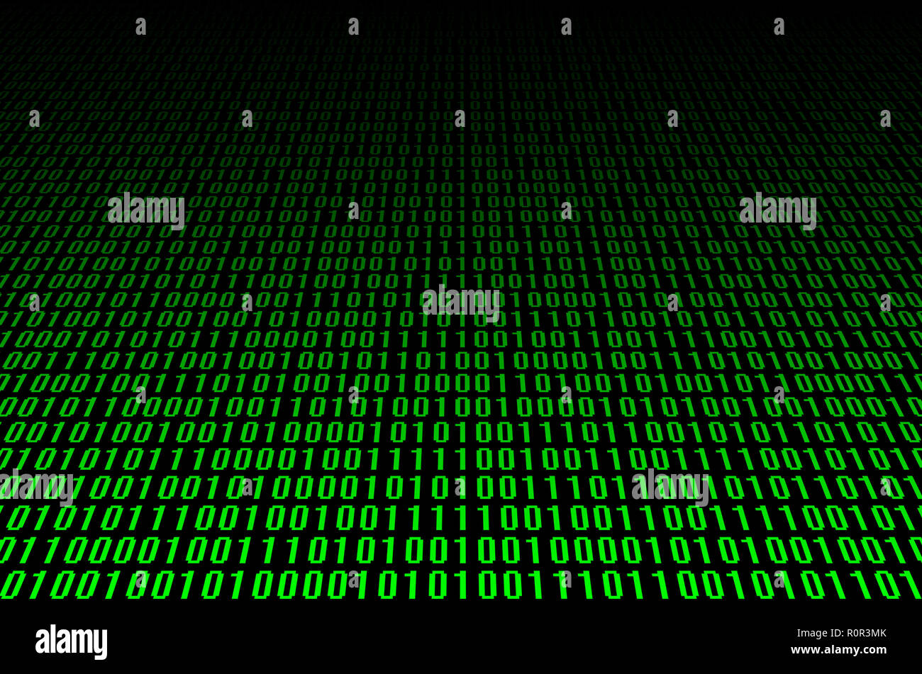 An image of a binary code made up of a set of green digits on a black background Stock Photo - Alamy