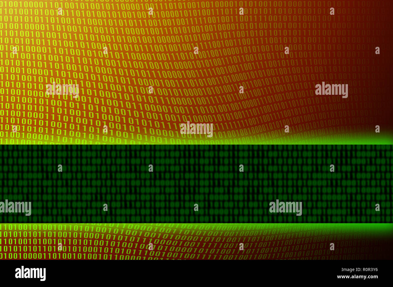 An Image Of A Corrupted And Distorted Binary Code Made Up Of A Set Of Green Digits On A Black