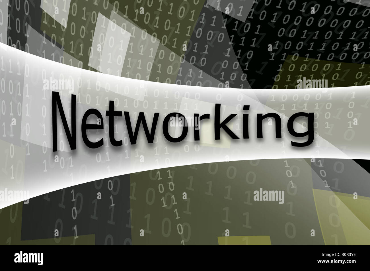 The text inscription Networking is written on a semitransparent field ...
