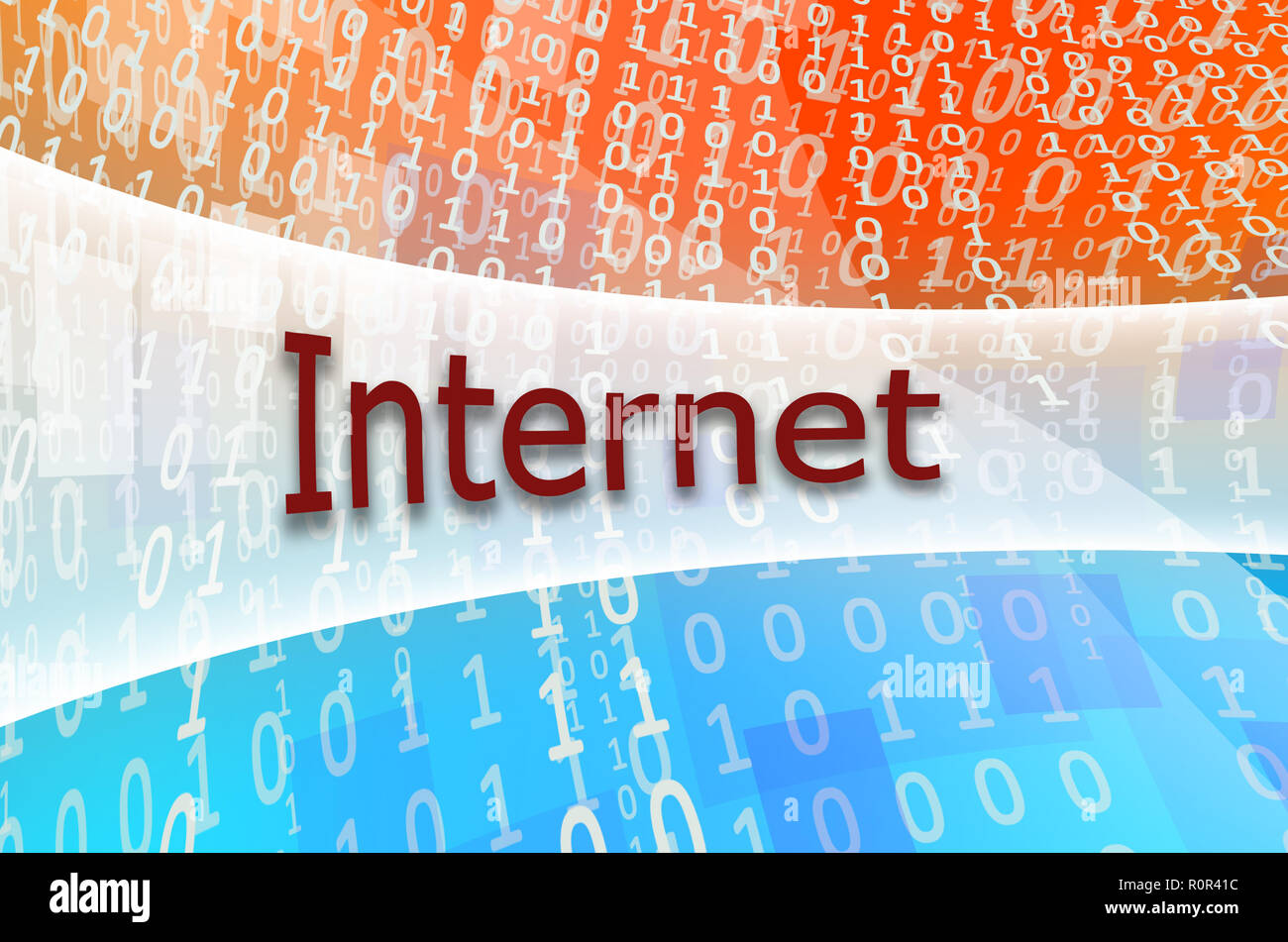 The text inscription Internet is written on a semitransparent field ...