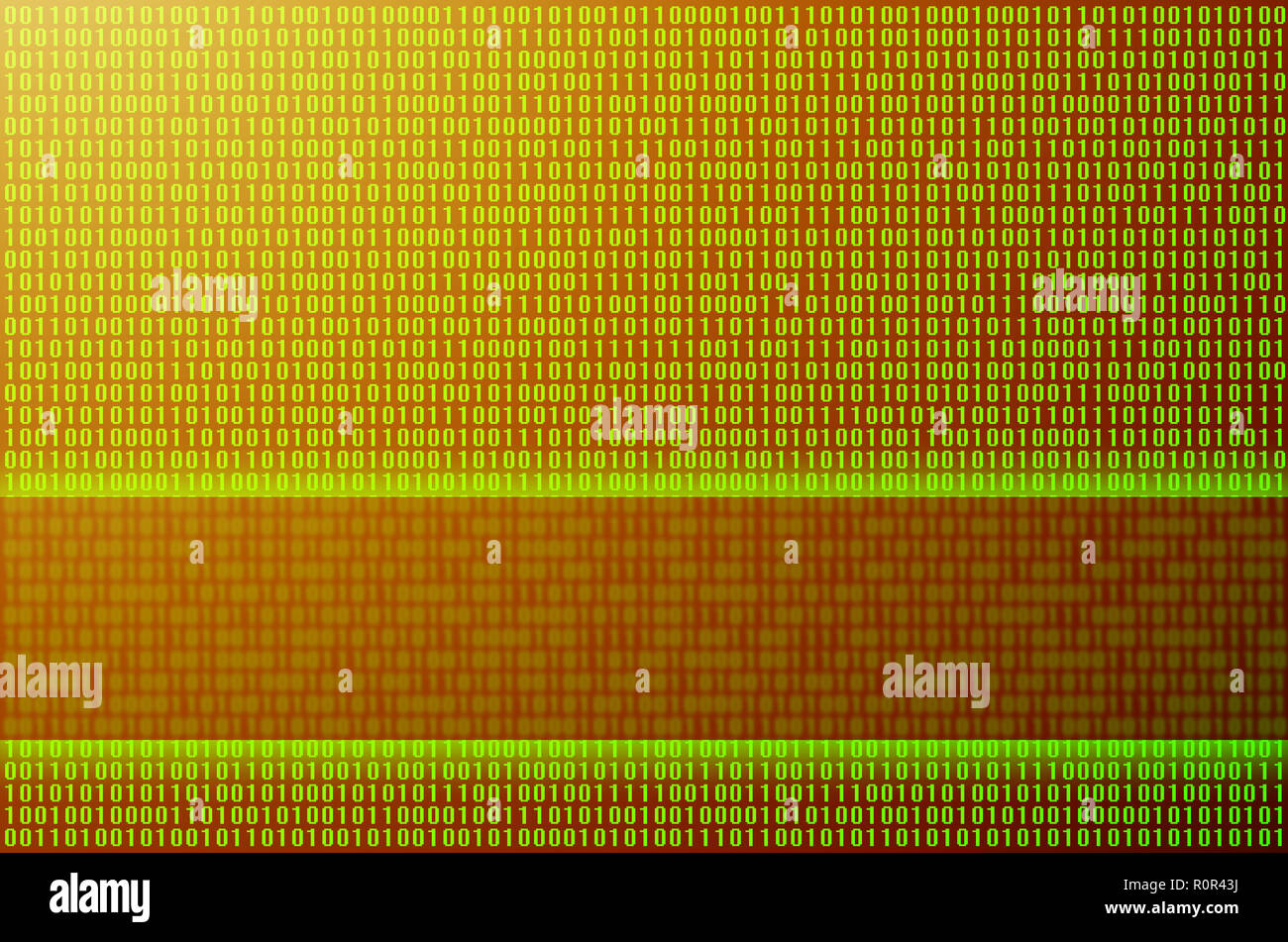 An image of a binary code made up of a set of green digits on a black ...
