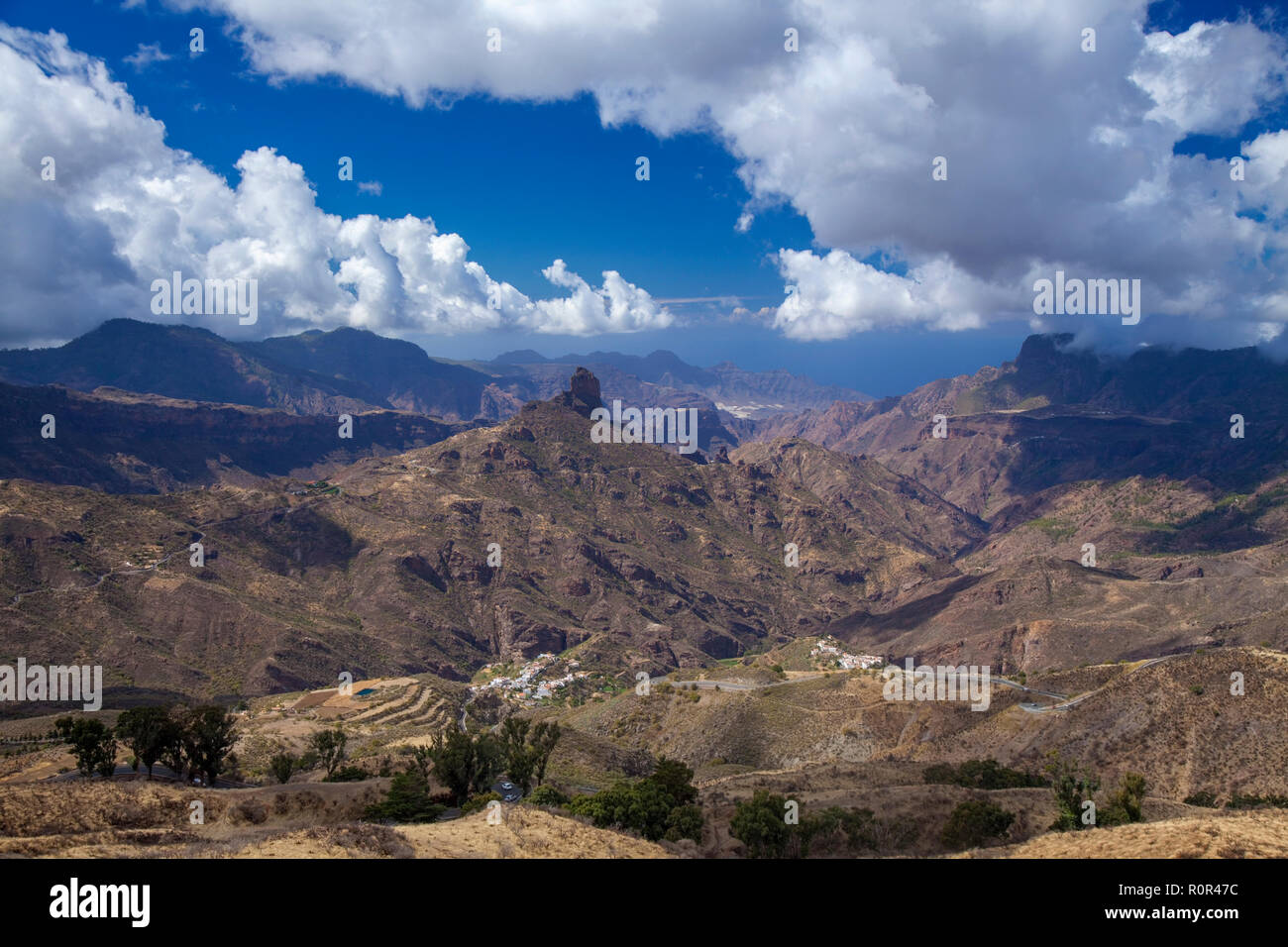 Gran Canaria, October, Las Cumbres - the highest areas of the island, view across Caldera de ...
