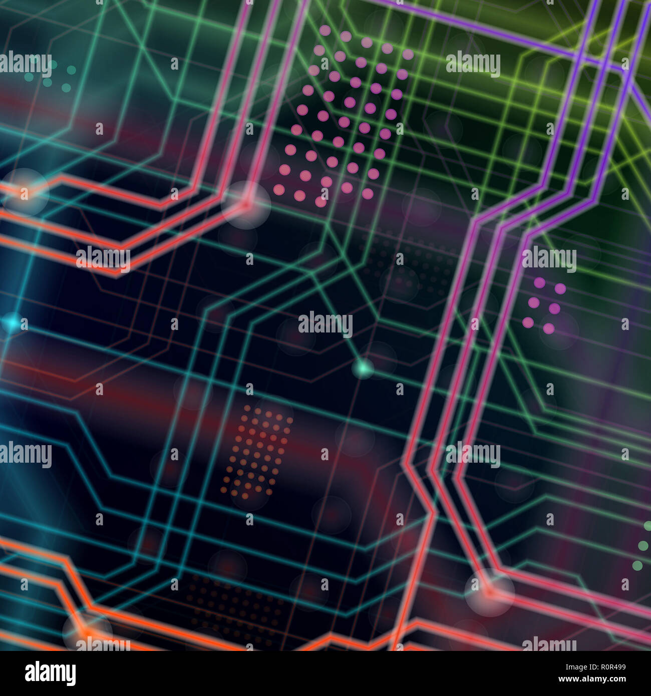 An abstract technological background consisting of a multitude of ...