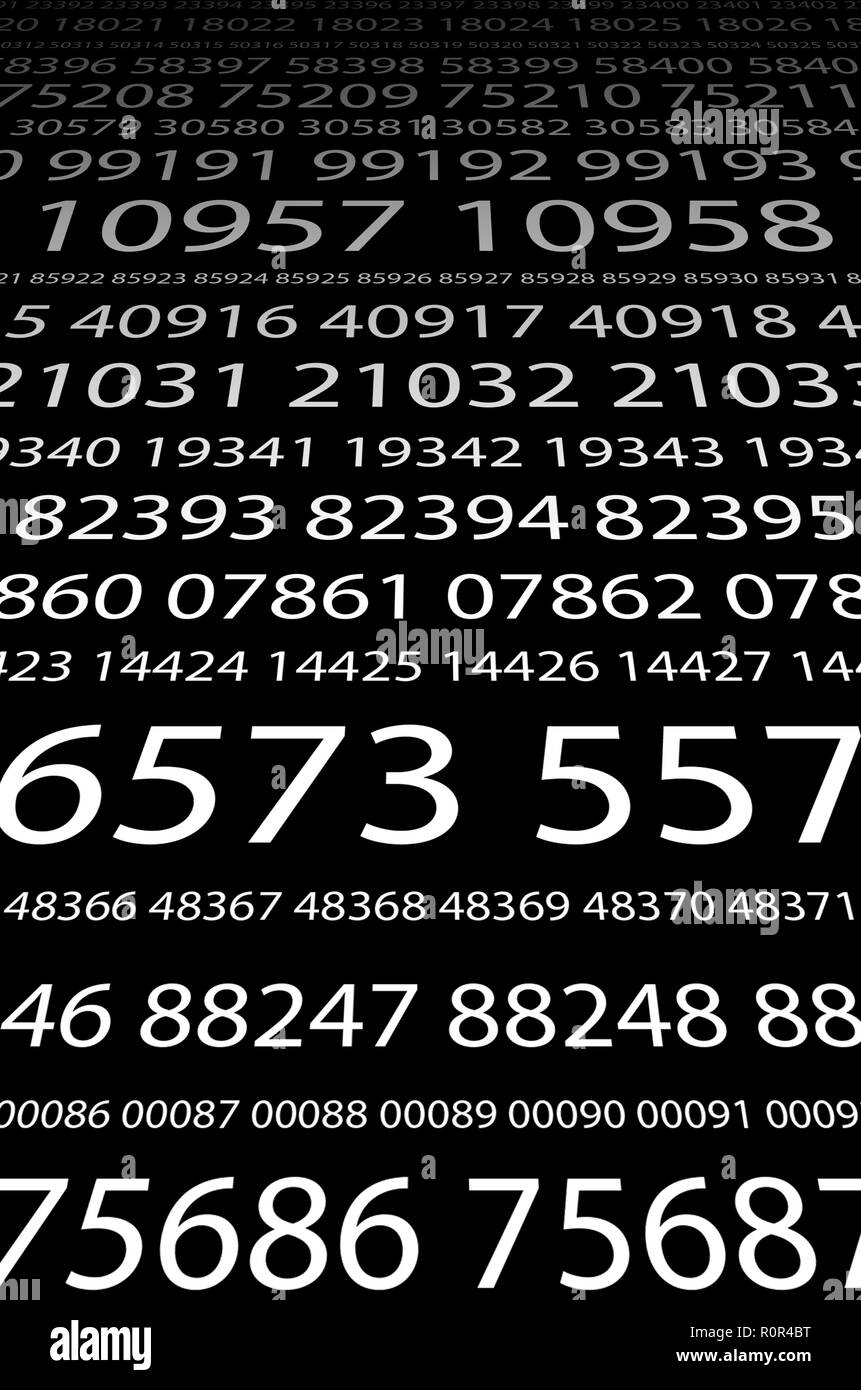 Abstract background image of a set of consecutive five-digit white ...