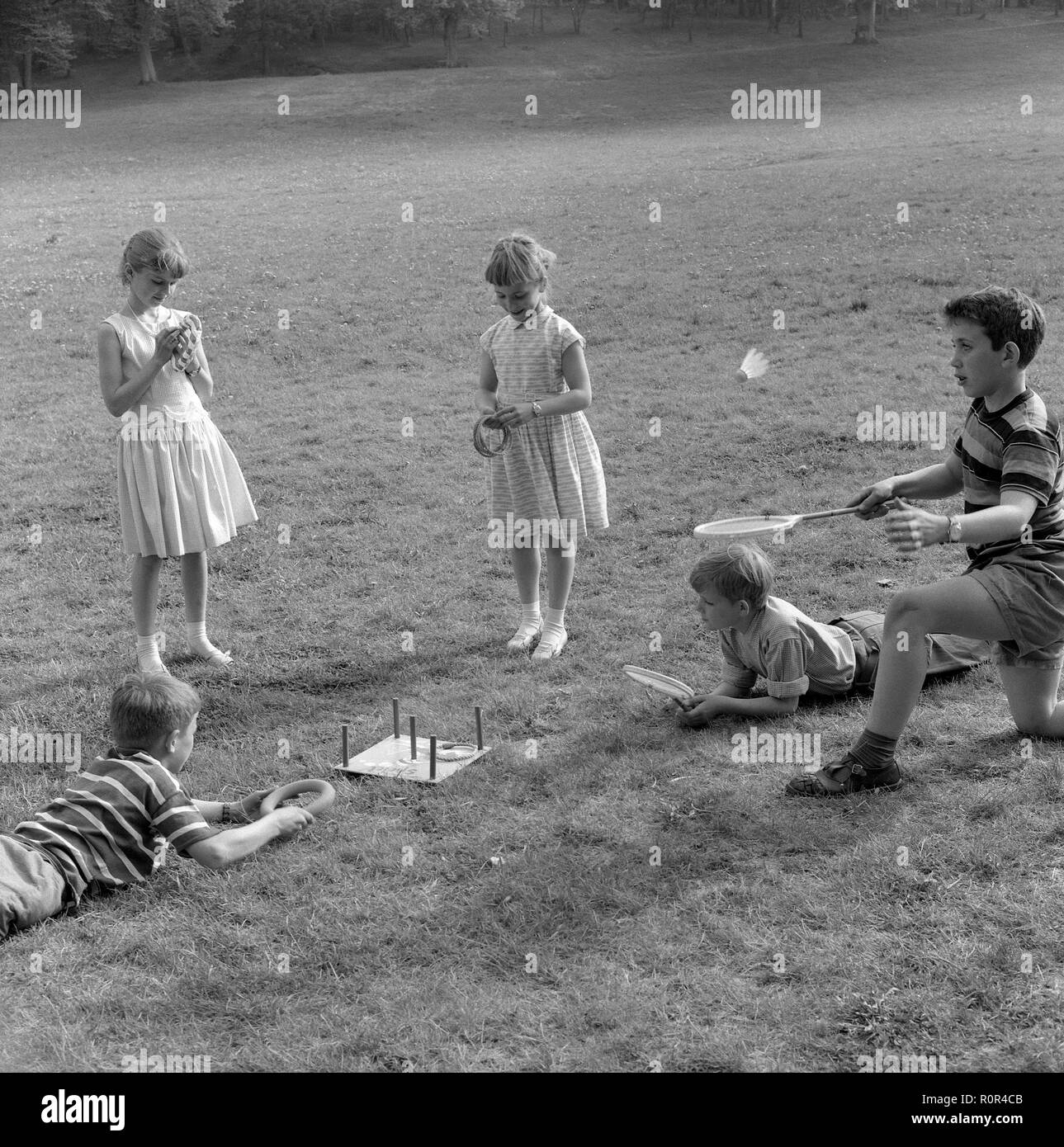 1950s historical children playing game hi-res stock photography and ...