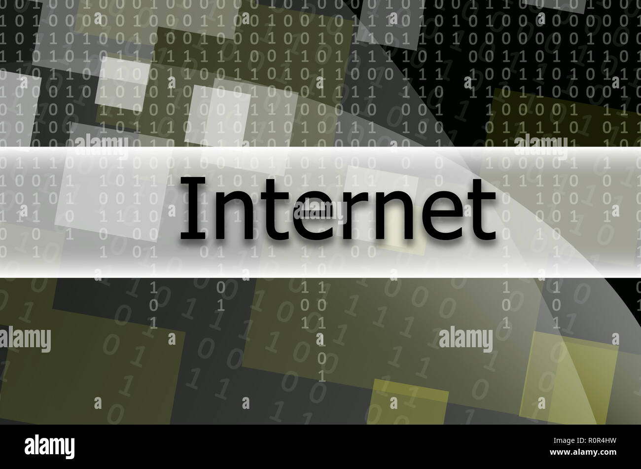 The text inscription Internet is written on a semitransparent field ...