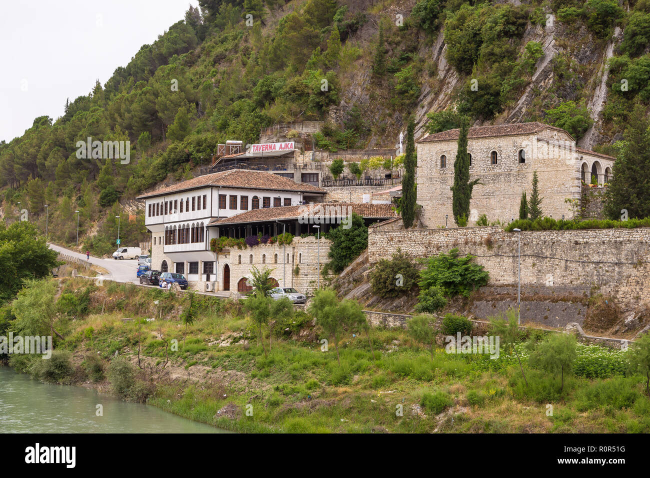 Berat, Albania- 30 June 2014: Historical town Berat, Mangalem district ...