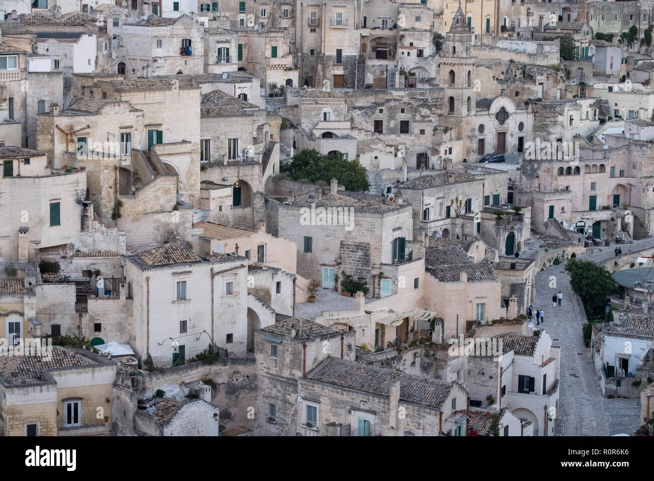 Panoramic photograph of houses built into the rock in the historic cave ...