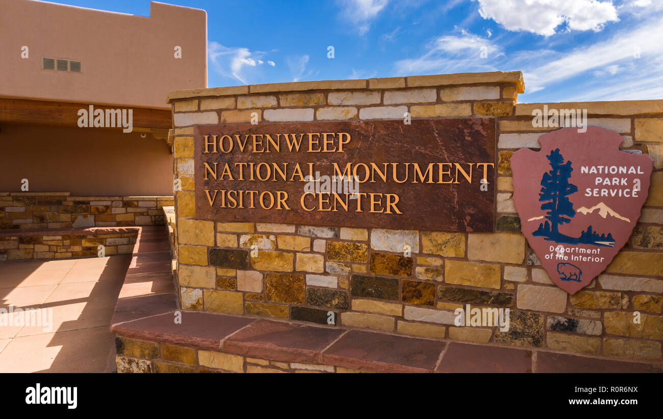 Visitor Center sign, Hovenweep National Monument, Utah USA Stock Photo ...