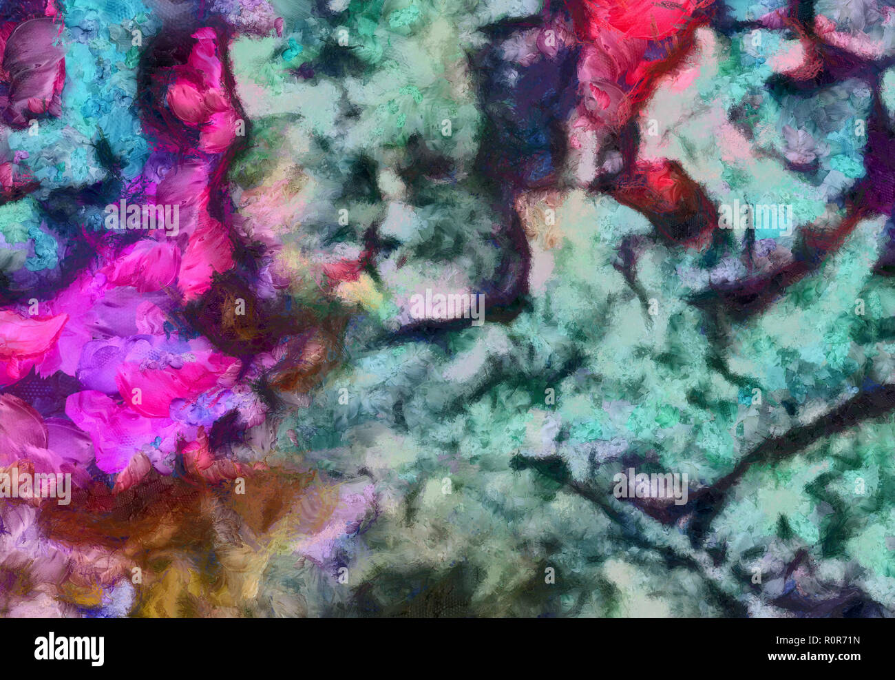 Creative abstract painting background in oil. Textured brush strokes of ...