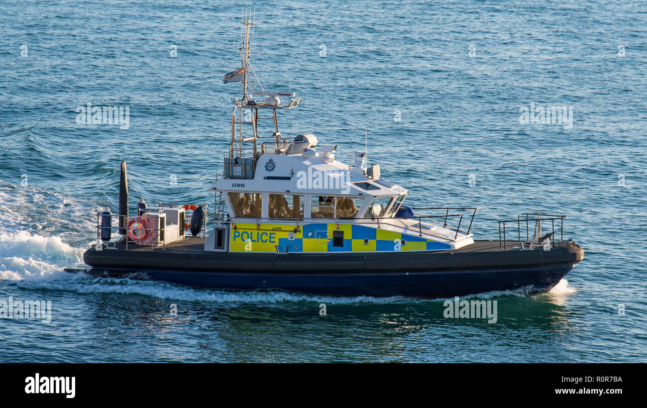 The Ministry of Defence Police patrol boat 'Lewis' at the entrance to ...