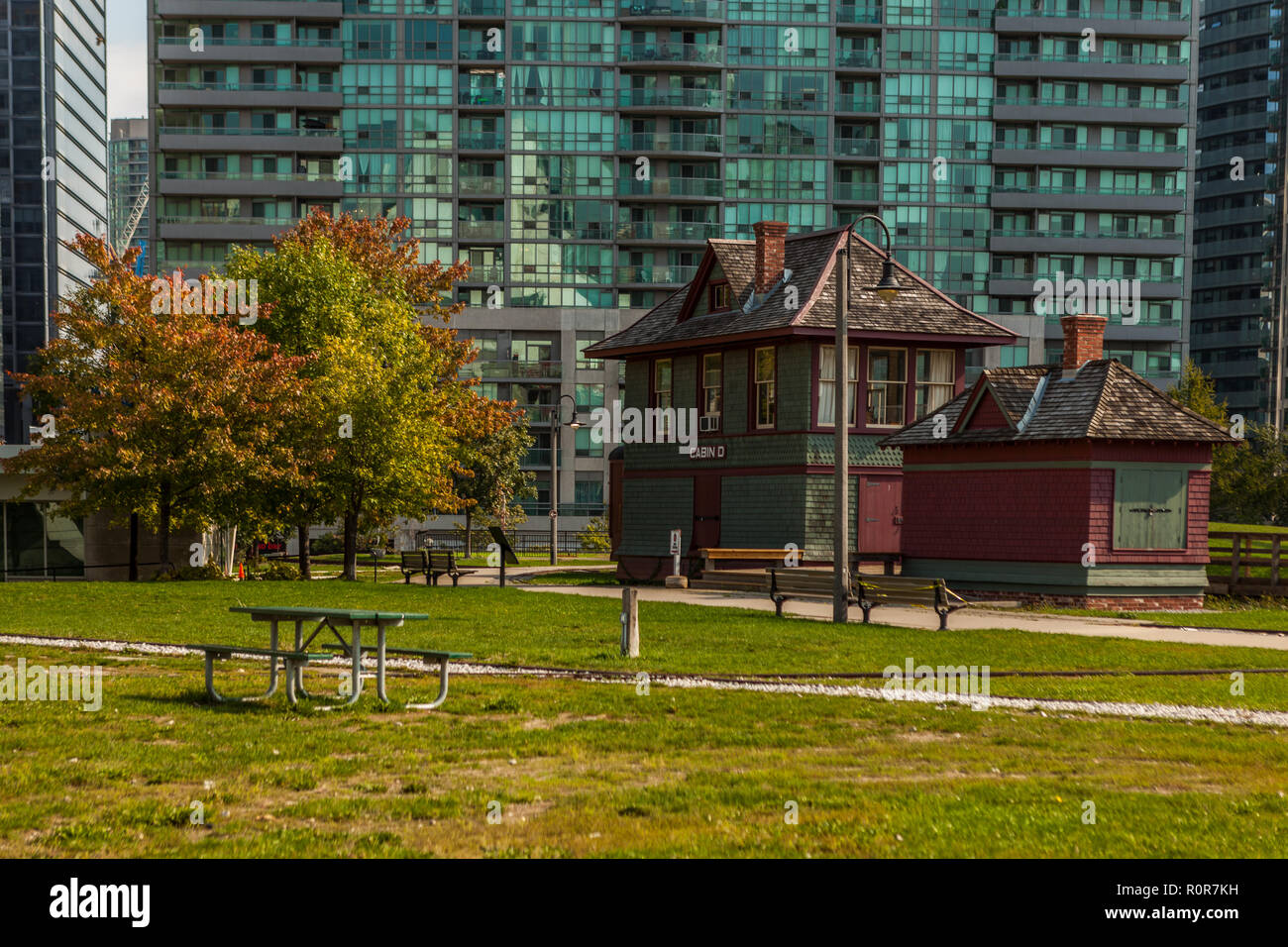 Toronto, CANADA - October 10, 2018: Roundhouse Park is home to the ...