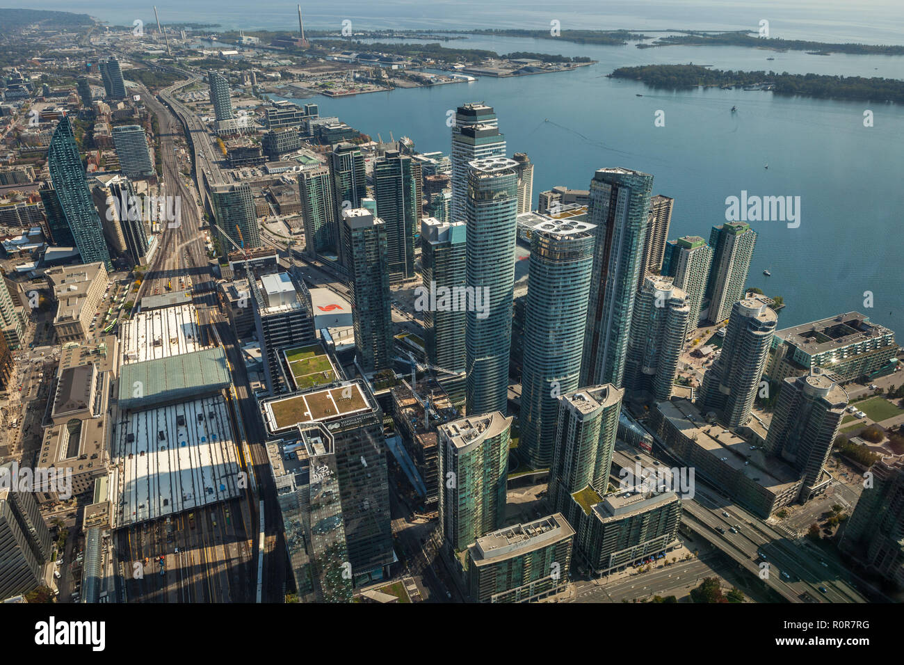 Toronto, CANADA - October 10, 2018: view from the air at Canadian ...