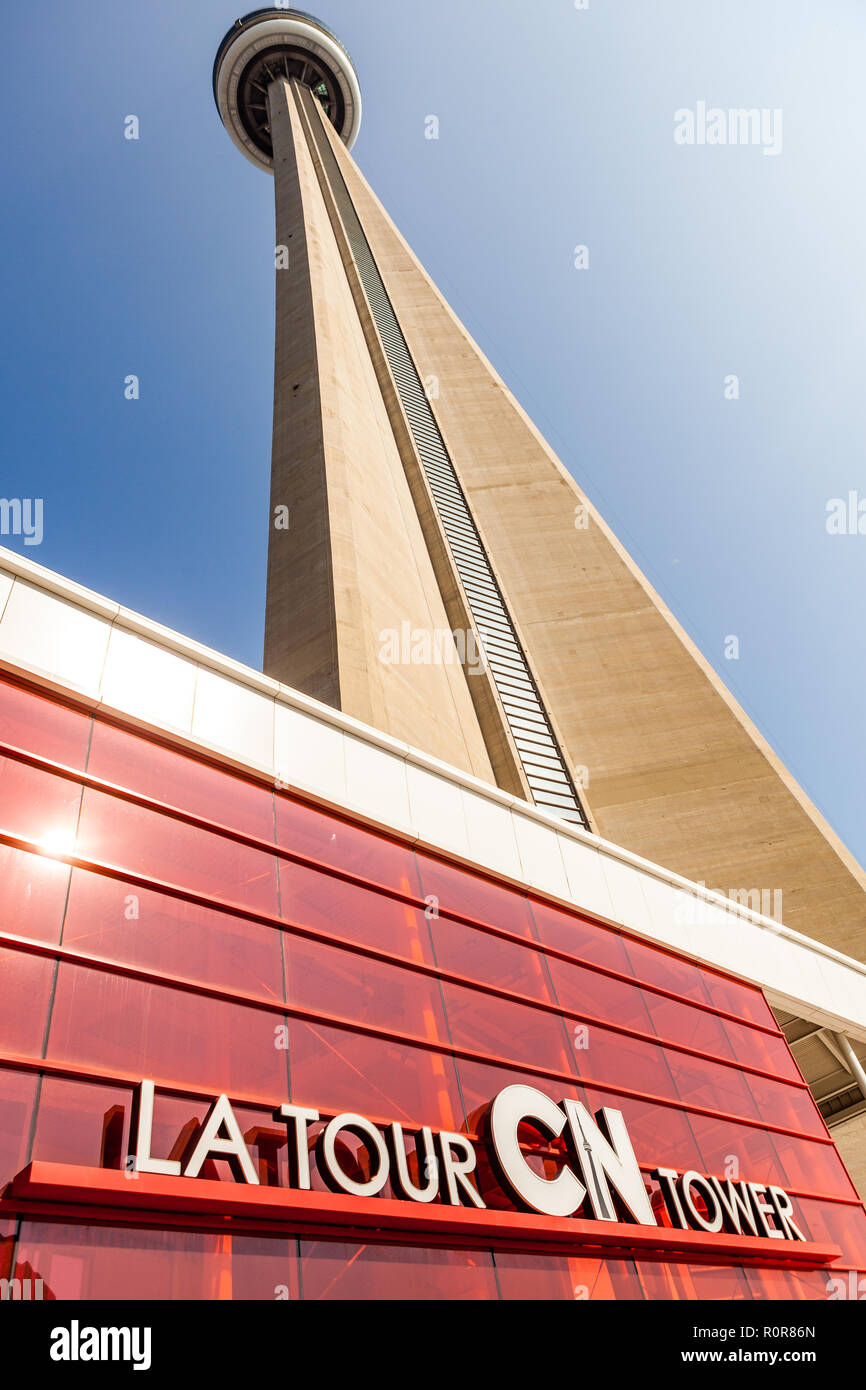 Toronto, CANADA - October 10, 2018: The CN Tower, a 553.3 m-high ...