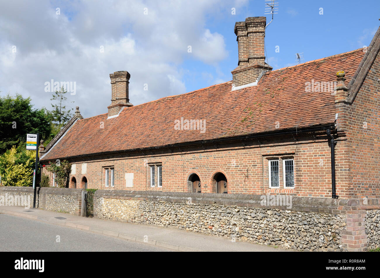 Saunders Almshouses, Flamstead, Hertfordshire, are four, one storey ...