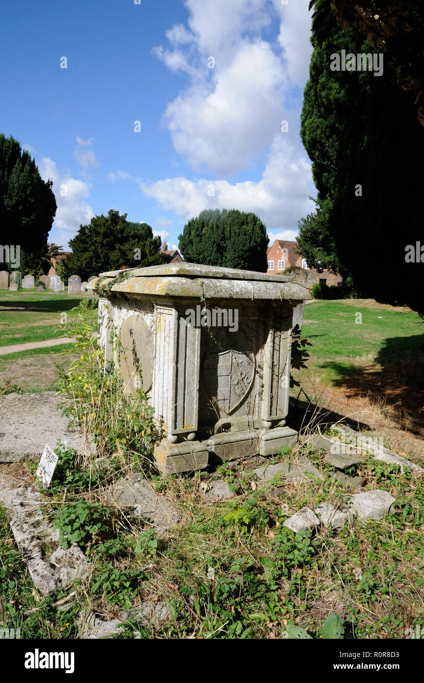 Tomb in churchyard of St Leonards Church, Flamstead, Hertfordshire ...