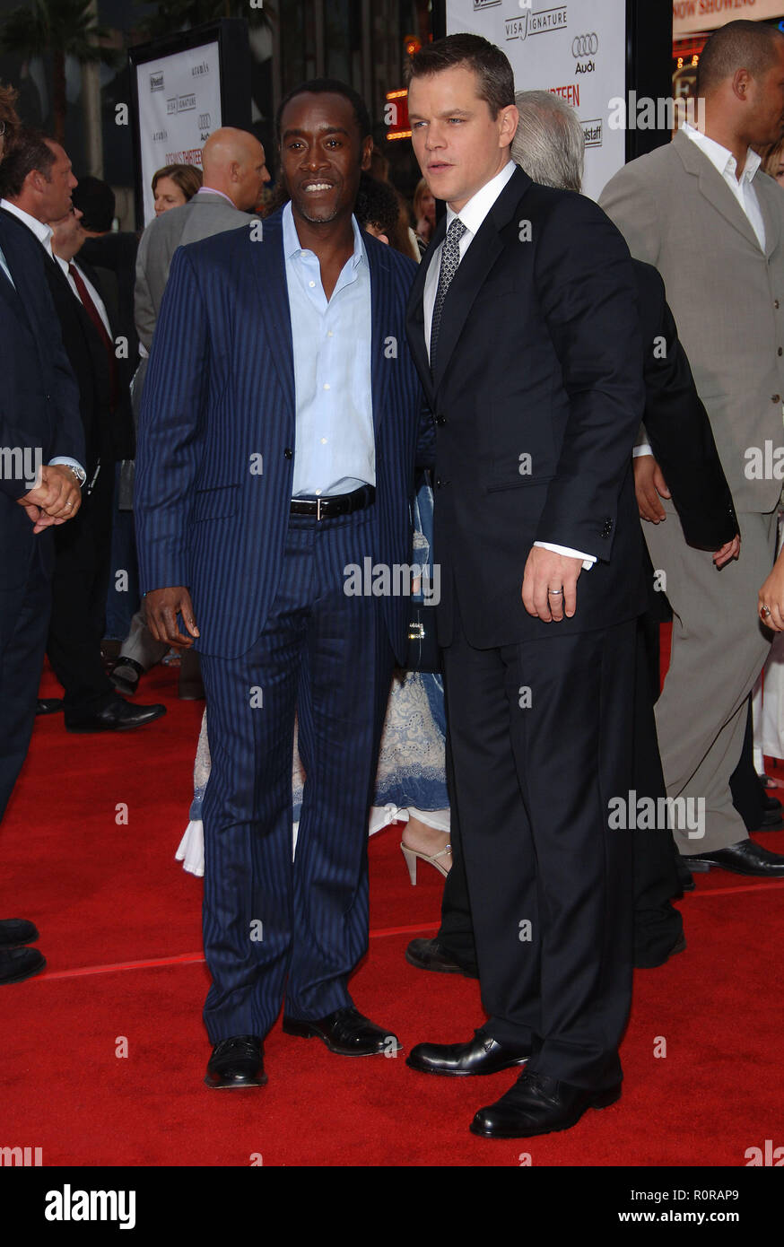 Don Cheadle and Matt Damon arriving at the OCEAN 13 Premiere at the ...