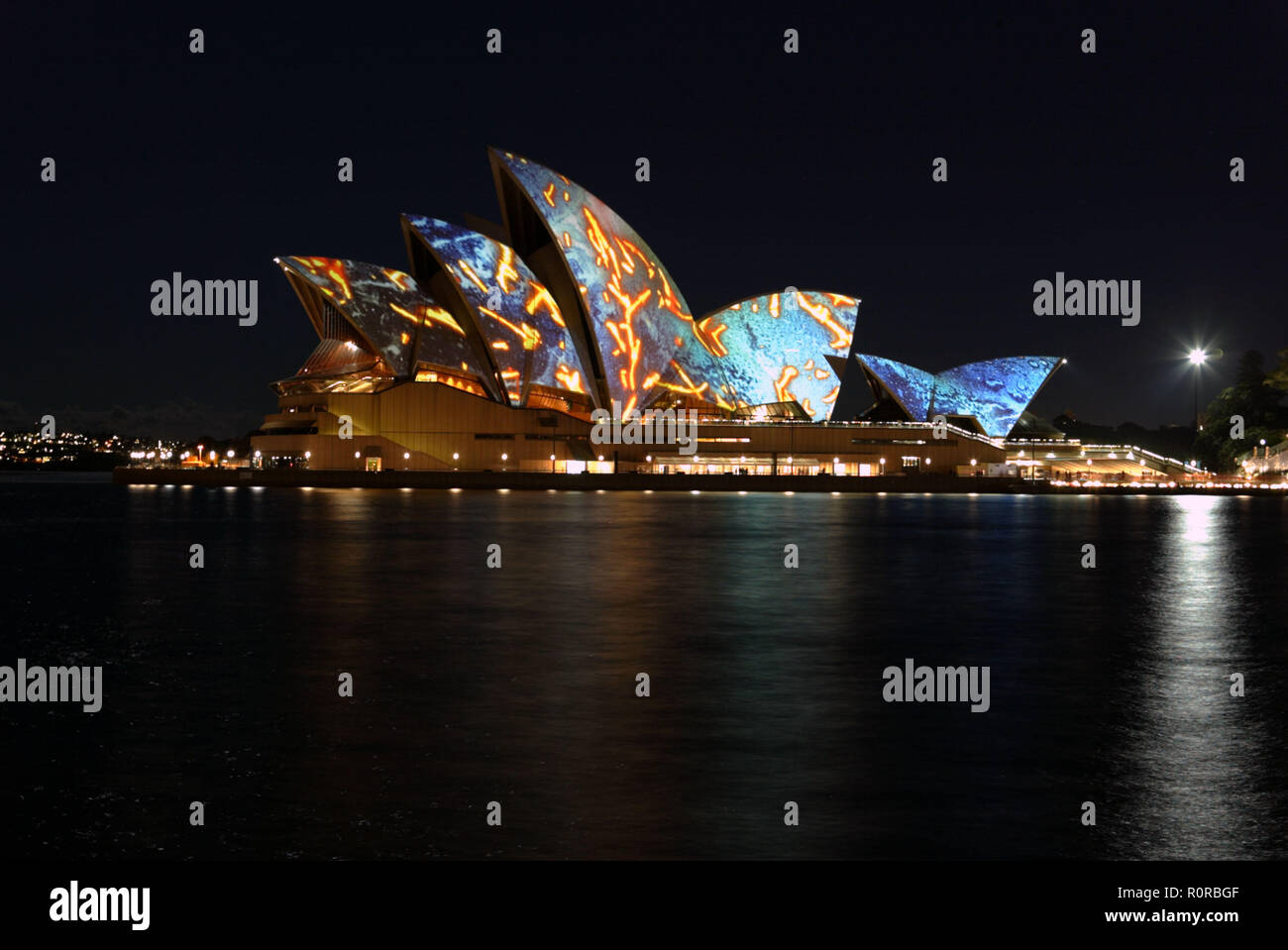 Art work by light from artist and musician Brian Eno is projected onto ...