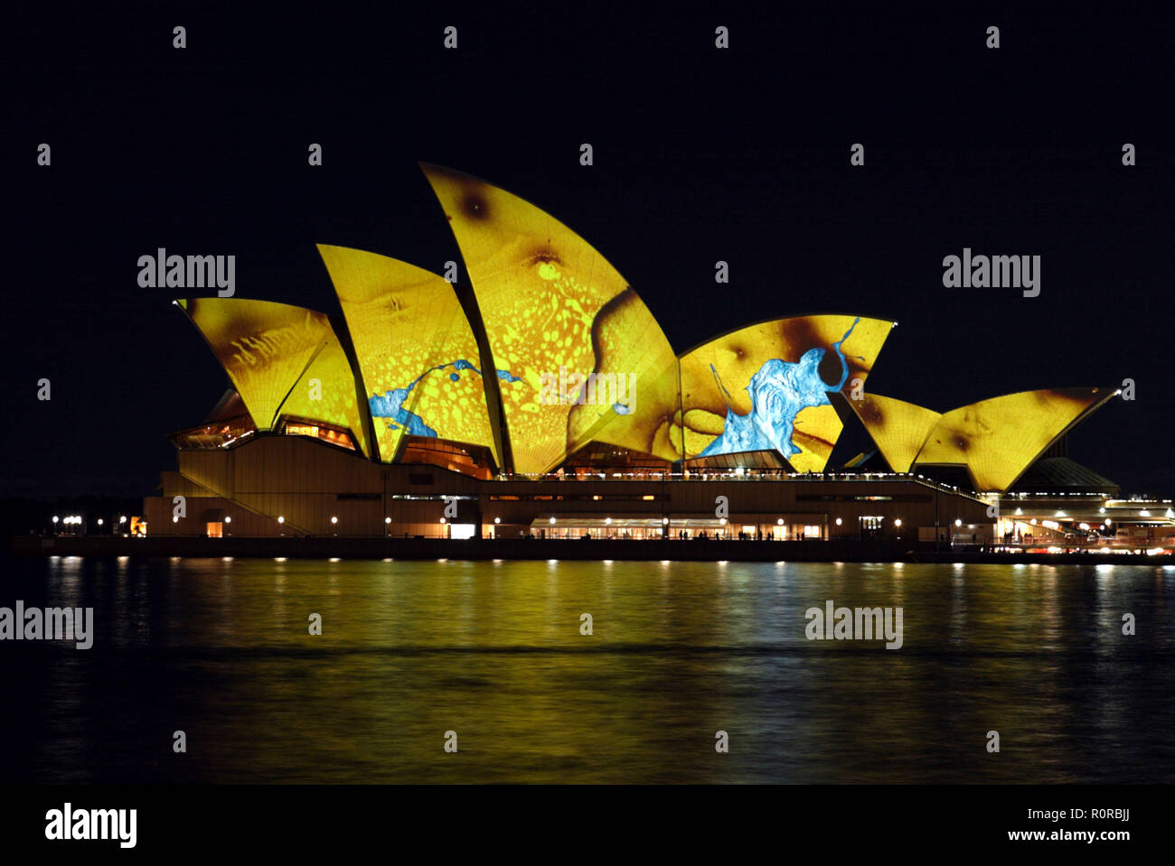 Art work by light from artist and musician Brian Eno is projected onto ...