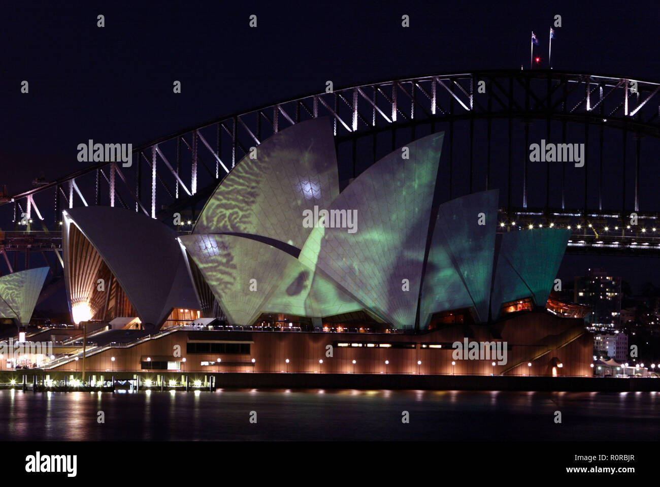 Art work by light from artist and musician Brian Eno is projected onto ...